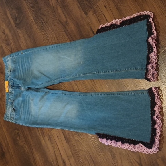 Laïla | Jeans | Laila Blue Bootcut Jeans With Split Seam Ruffle Pink ...